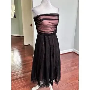 Newport News | Dresses | Newport News Black Sheer Lace Strapless ...
